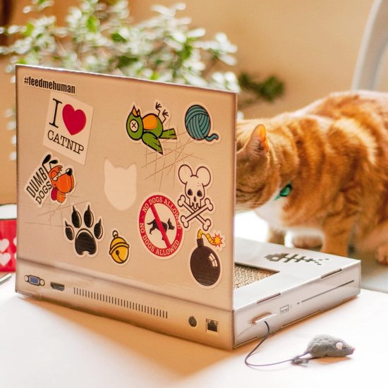Krablaptop van karton voor katten - speelgoed laptop - computer ...