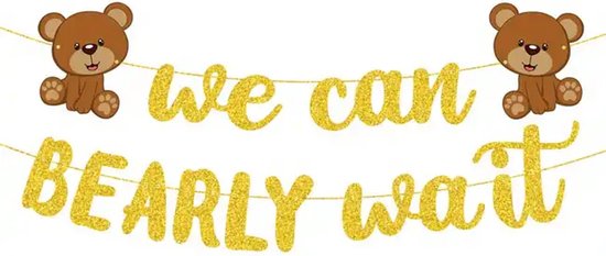 We can Bearly Wait gouden letterslinger met 2 bruine beertjes - beer ...