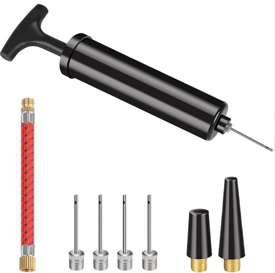 Balpomp met naalden, ventieladapter en luchtslang voor voetbal ...