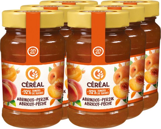 Céréal Jam Abrikoos & Perzik - 6 x 270 gr - Voordeelverpakking | bol