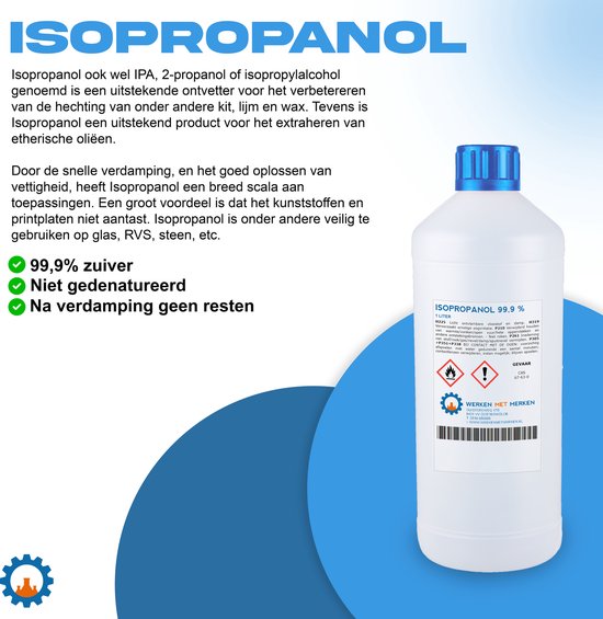 Isopropanol 99,9% Zuiver - Doos, 4 x 1 Liter - IPA - Isopropyl alcohol ...