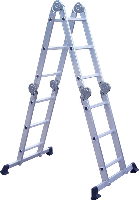 Aluminium ladder - Inklapbaar - 2 in 1 Ladder/Trap - 3,46M Rechtstaand ...