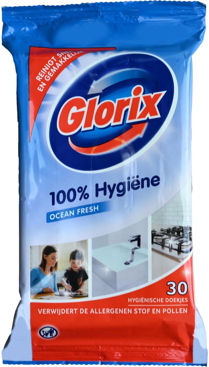 Glorix doekjes Ocean - 100% hygiene - 6 x 30 = 180 vochtige ...