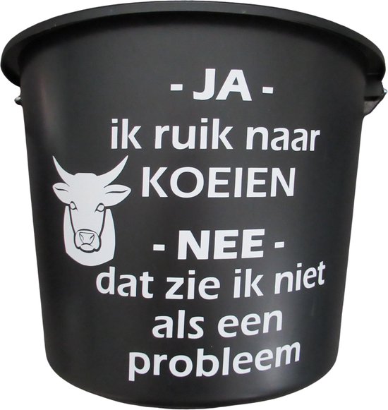 Cadeau Emmer - Ik Ruik naar Koeien - 12 liter - zwart - cadeau ...