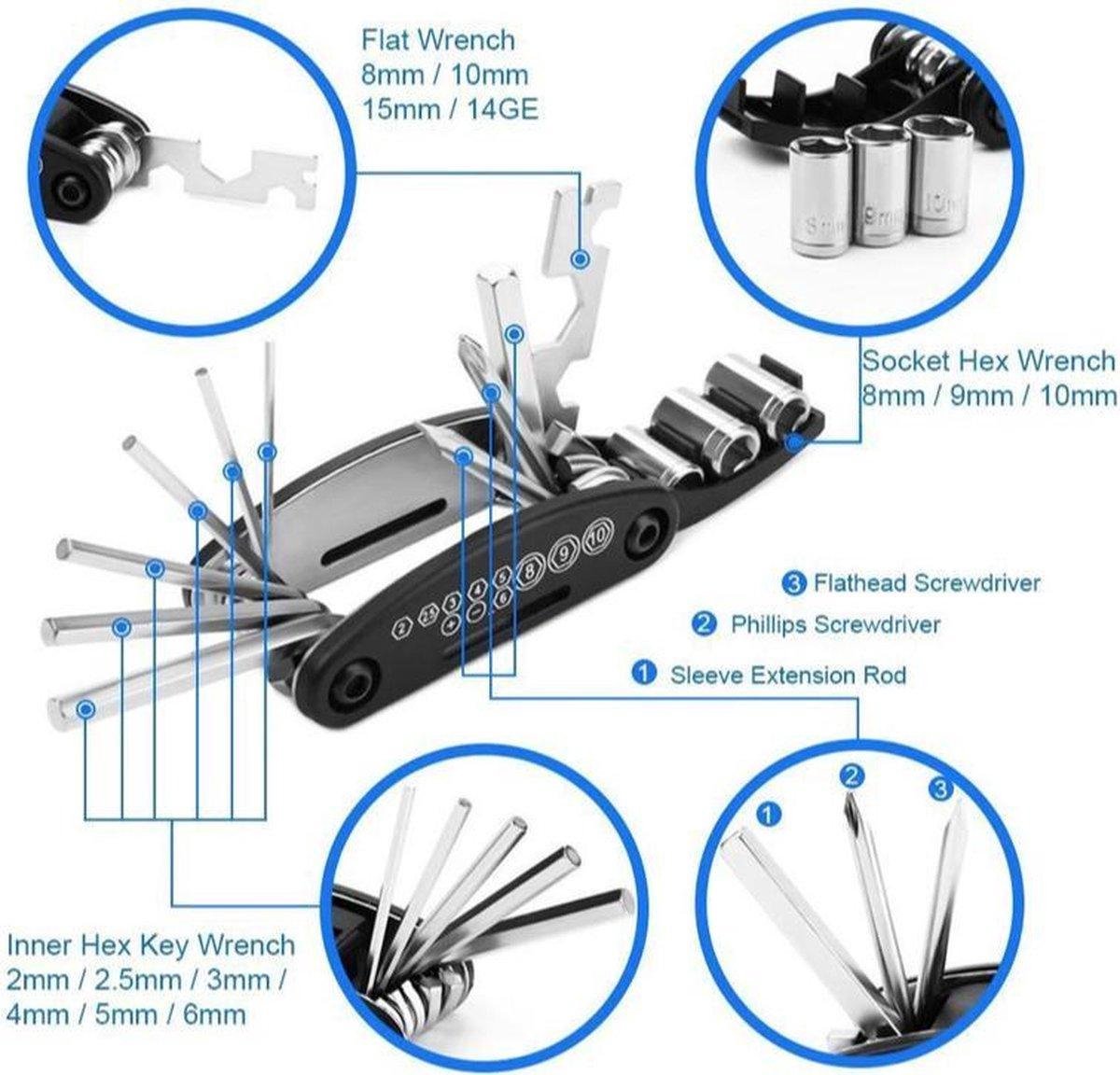 Creartix - Inbus Multi Tool Set (16 Delig) - Voor herstelling Fiets ...