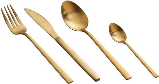Gouden bestekset | 16 delig bestekset | 4 personen bestekset | bol.com