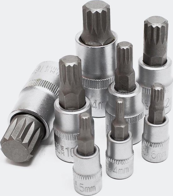 Doppenset, Torx, spline inwendig, 8 delig. Metrisch - Torxbit Torxdop ...