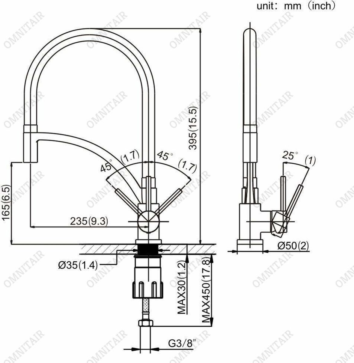 Keukenkraan ZWART OMNITAIR DOSE zwart rvs keukenkraan | bol.com
