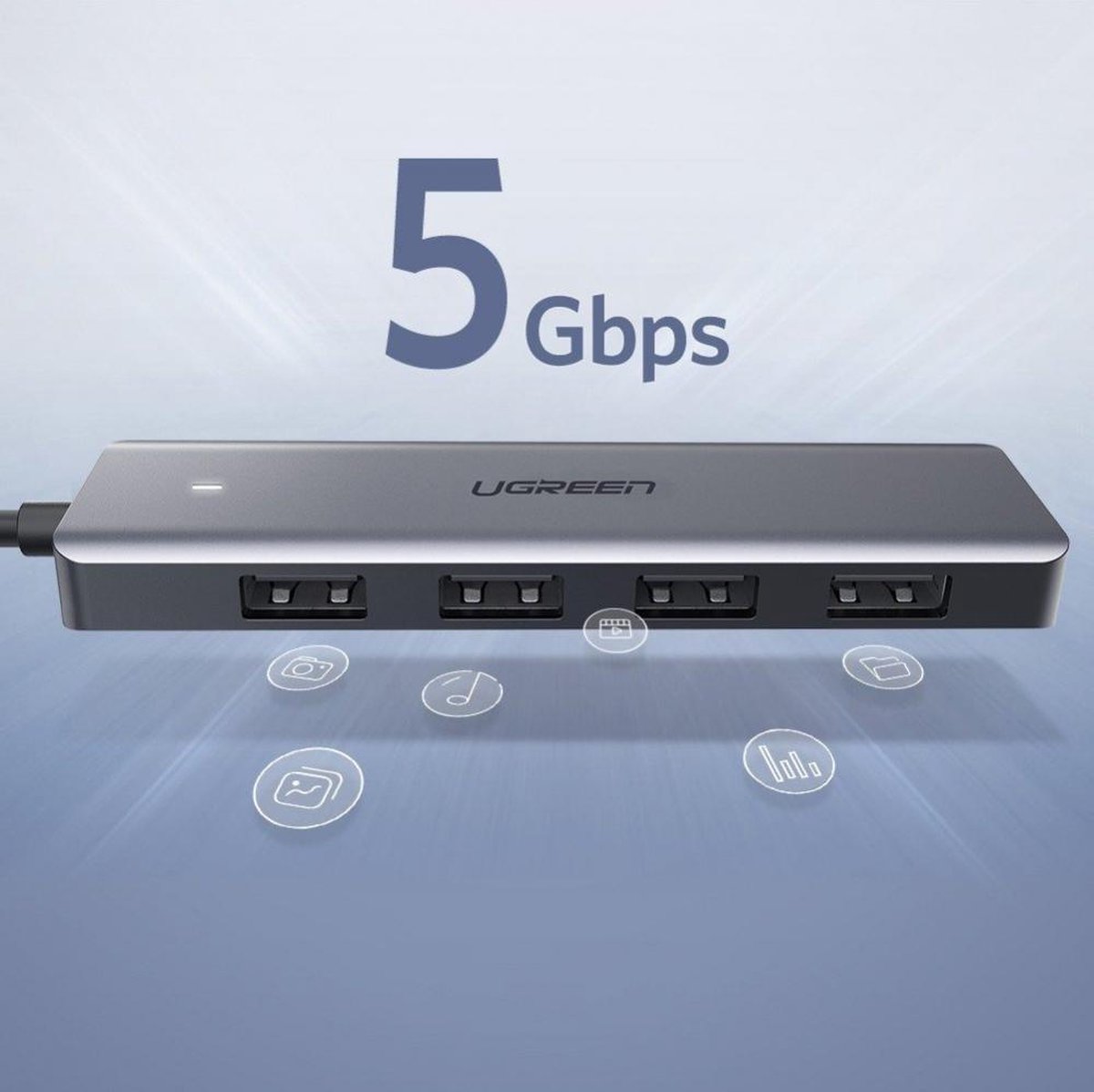 UGREEN Power Hub USB-C naar 4 USB 3.0 Ingangen en Micro-USB Ingang ...