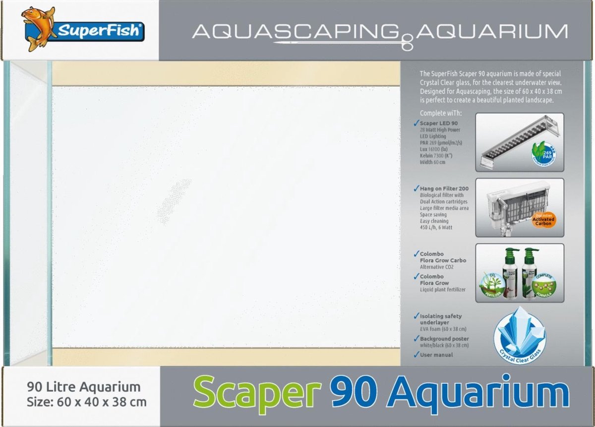 Superfish Scaper 90 - Aquaria - 60x40x38 cm 90 l Transparant | bol