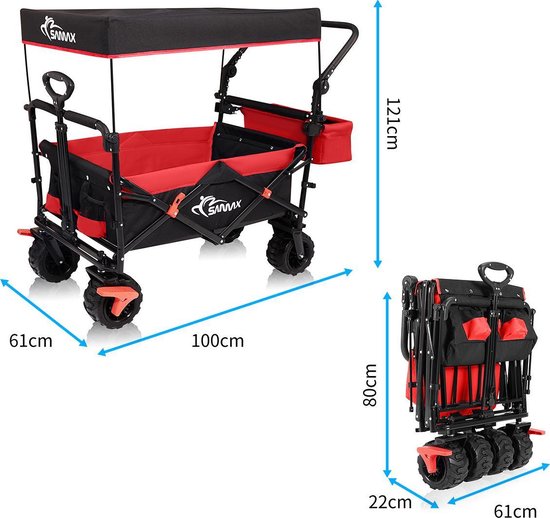 Handkar - offroad wielen - Rood - Opvouwbar | bol.com