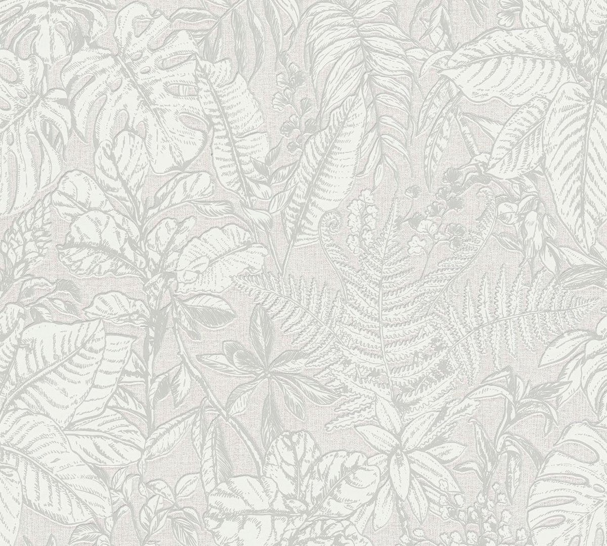 Livingwalls behangpapier tropische bladeren grijs en wit - AS-375201 ...