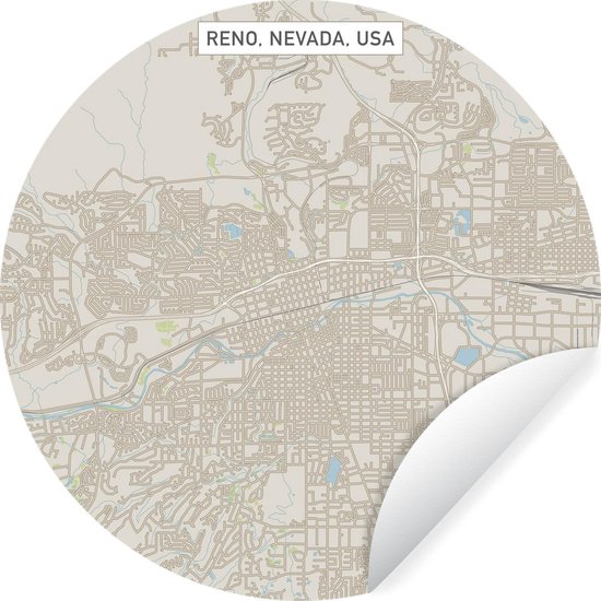 Illustration d'une carte de Reno au Nevada Sticker mural cercle mural ...