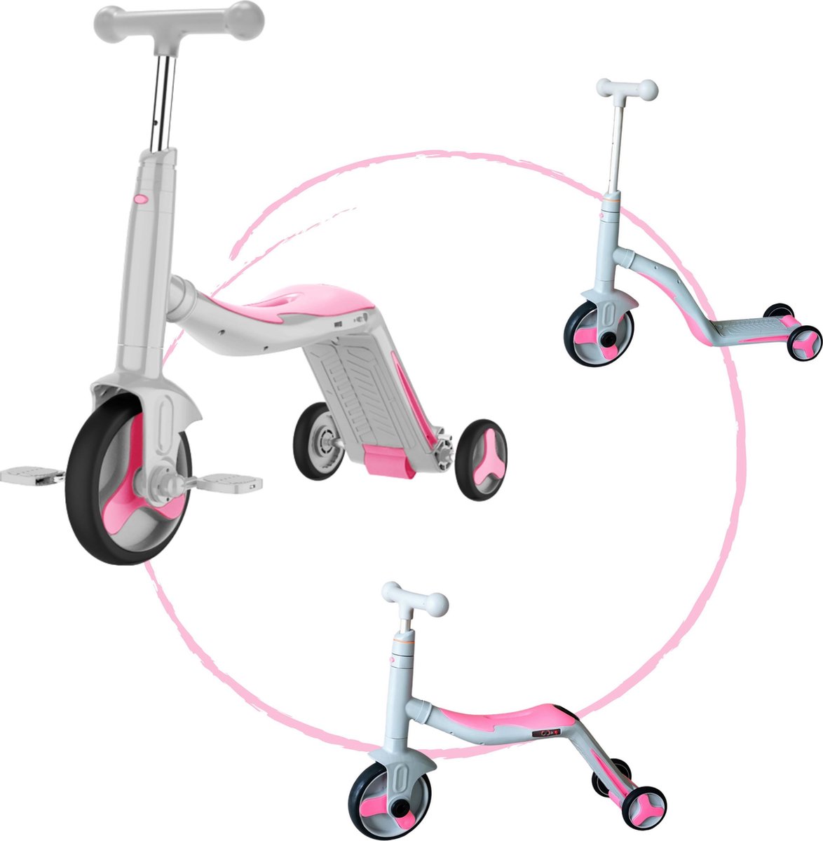 Fyn Spelen Loopfiets - Loopfietsje - Fiets Roze 3 in 1 - Step Fiets ...