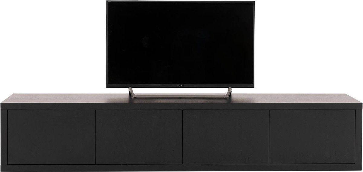 Goossens Tv Meubel Barcelona, 4 Kleppen Zonder Kabeldoorvoer Hout Zwart ...