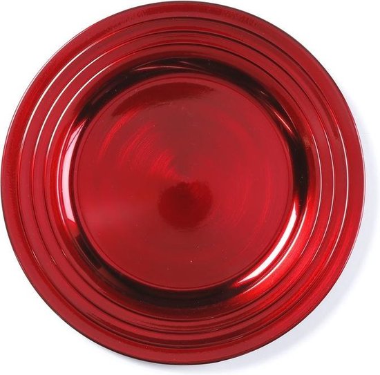 8x Diner/kerstdiner borden/onderborden rood 33 cm rond - Onderbord ...