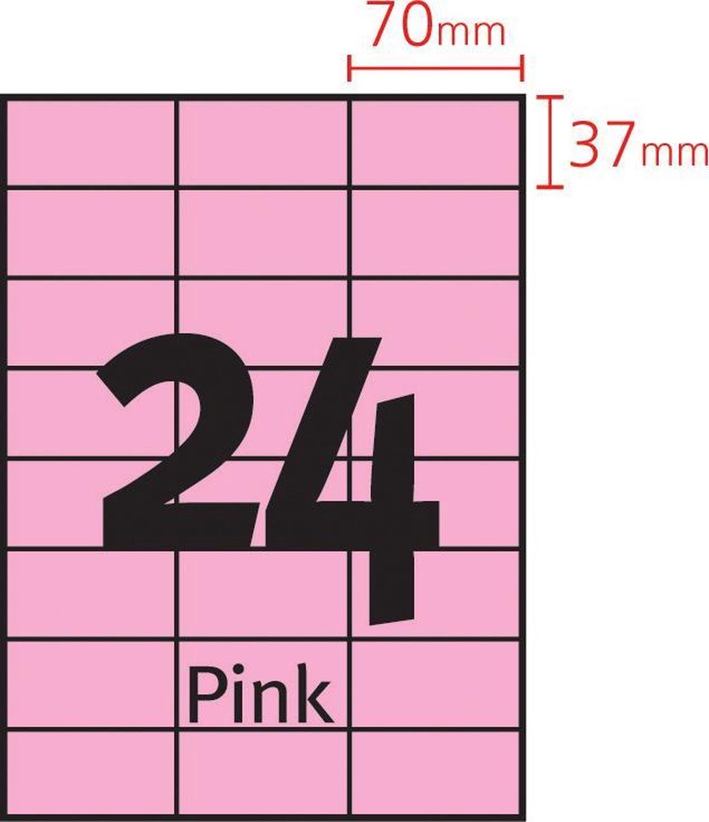 Printec Pastel Roze etiketten - 10 vel - 70x37mm - 24 labels per A4 ...
