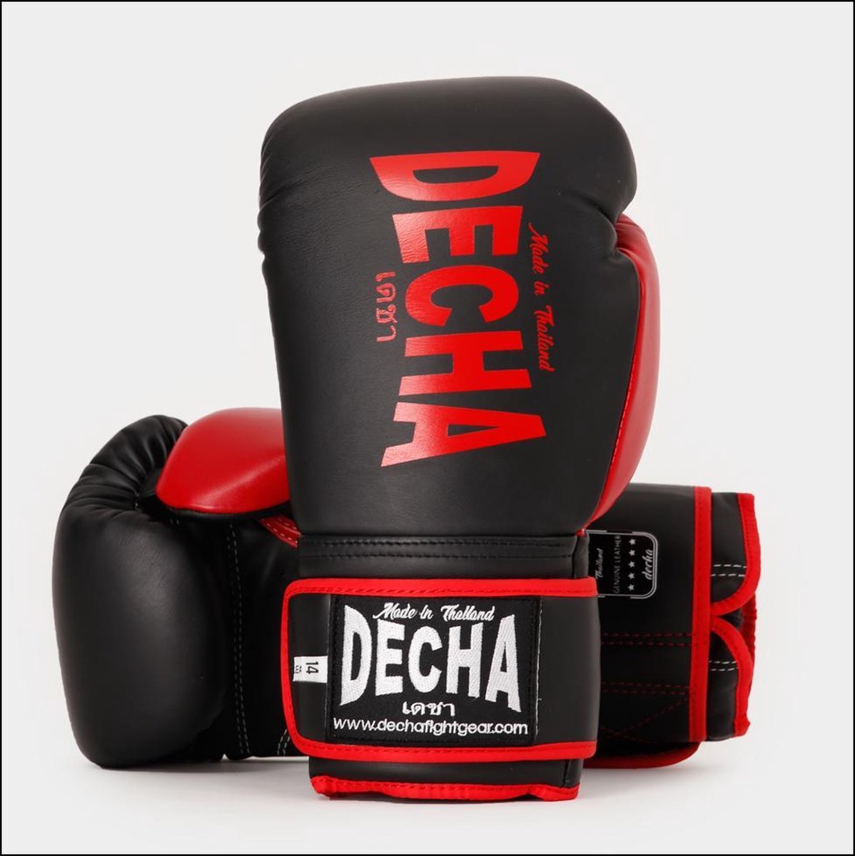 Decha Pro Performance - Leren (kick)bokshandschoen - Zwart/Rood - 16 oz ...