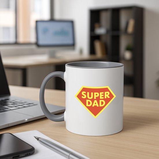 Hacebo® - super dad koffiebeker grijs - Vader - papa - thee mok ...
