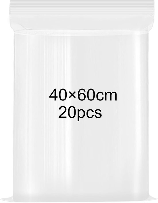 20 stuks Grote Zip Bags - 40 × 60 cm - Herbruikbare Plastic Zakken voor ...