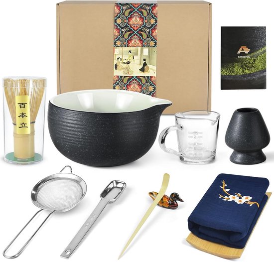 Bluestone Glaze Matcha Kit - Kom met schenktuit garde theelepel ...