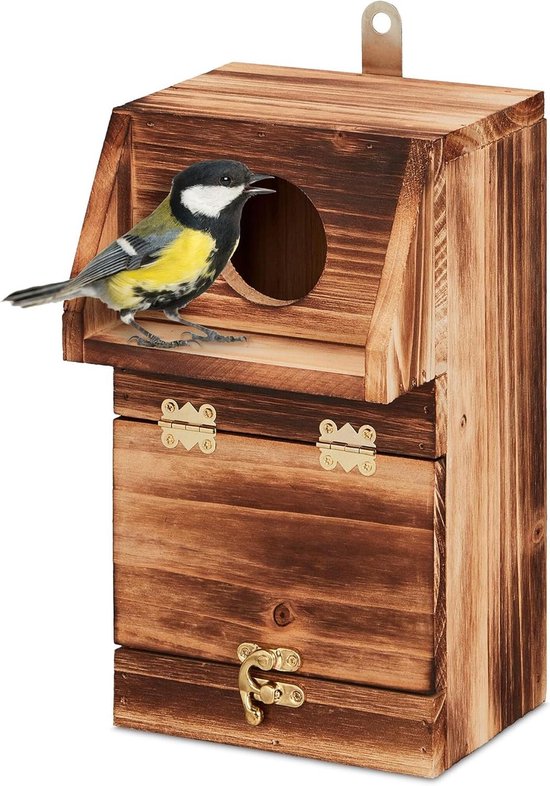 Nesting Box for Great Tits and Redstarts with Flap Wood Birdhouse for ...