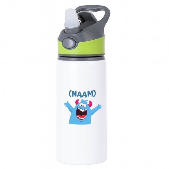 Hacebo® - Blauwe monster waterfles met rietje groen - Monster ...