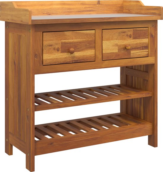 vidaXL - Tuinkast - met - lade - met - plank - met - opslag - Bruin ...