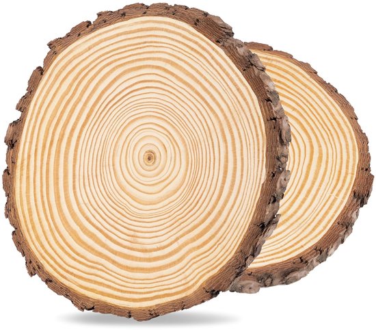 Set van 2 houten schijven - natuurlijk grenenhout - 20-22 cm | bol
