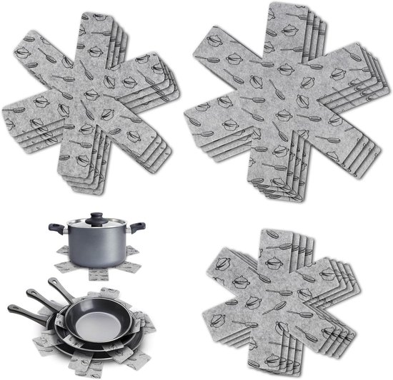 12 Pan Guards - 3 Sizes Stacking Protection Heat Resistance Pot ...