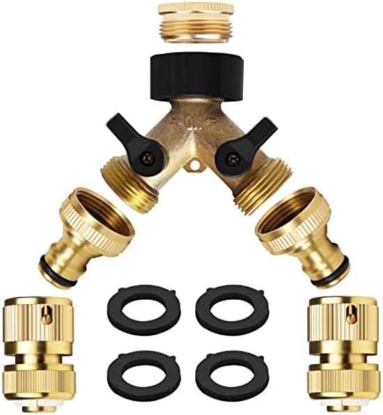 6 stuks 2-weg tuinslang splitter kit voor wasmachine en sanitair fittingen, 1/2 inch... | bol