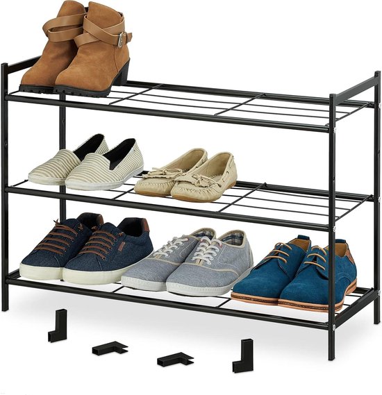 Schoenenrek metaal 3 etages stapelbaar en uitbreidbaar HBD: 50 x 70 x 26 cm voor 9... | bol