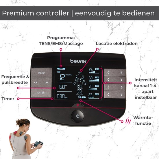 Beurer EM 89 Heat - EMS Trainer met TENS, Massage & Warmtefunctie - 4 ...