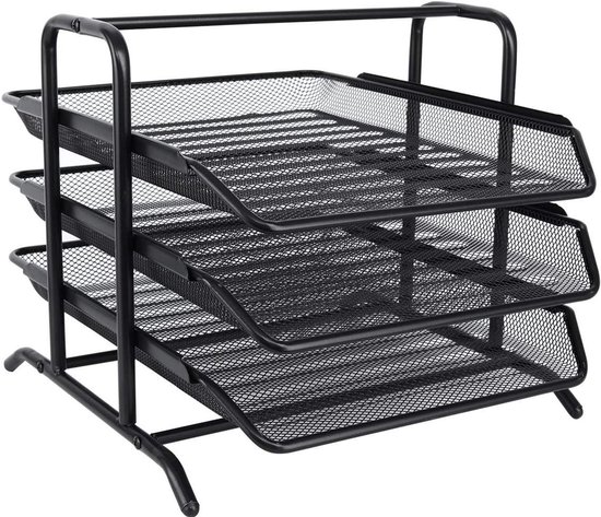 Documenthouder en Organiser voor Bureau met 3 Vakken - Metaal - A4 ...