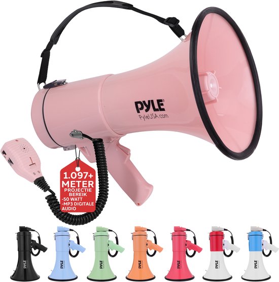 Pyle Megafoon Speaker – 50 Watt Draagbare PA Bullhorn met Sirene en ...