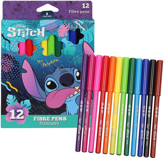 DISNEY Stitch Schoolstiften, STIFTEN voor kinderen, SET viltstiften 12 ...