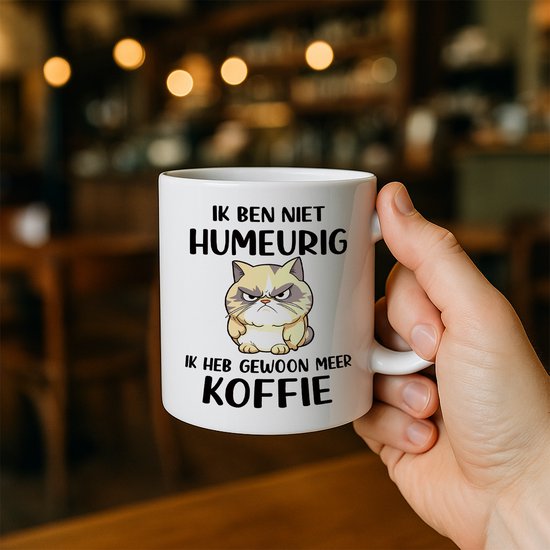 Grappige Koffiemok met Chagrijnige Kat - "Ik Ben Niet Humeurig, Ik Heb Gewoon Meer... | bol