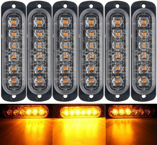 Amber Recovery Car 6LED Light Bar - Orange Grill Breakdown - Flashing ...