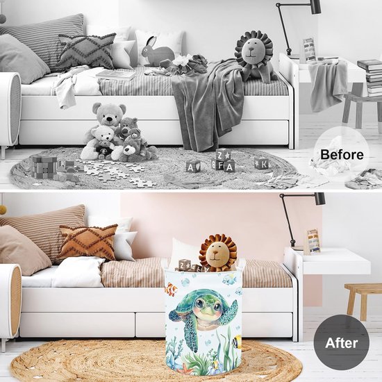 Grote Groene Zeeschildpad Wasmand 45L - Opvouwbare Stofopbergmand met ...