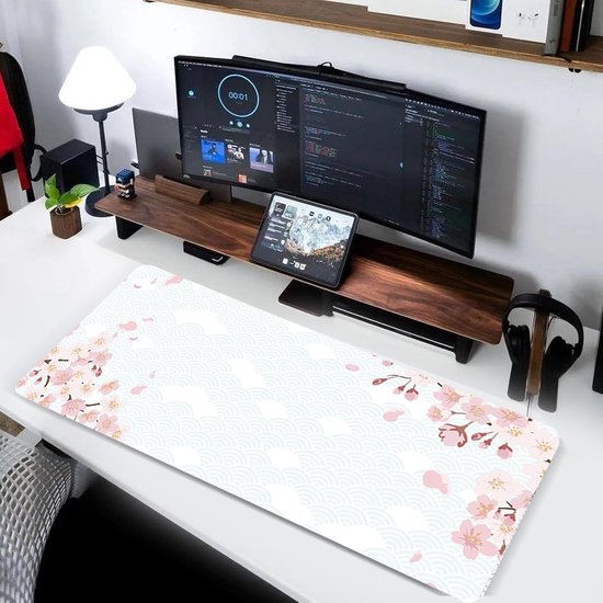 Grote Gaming Muis Mat met Gestikte Randen - 80 x 30 cm (Zwart) | bol