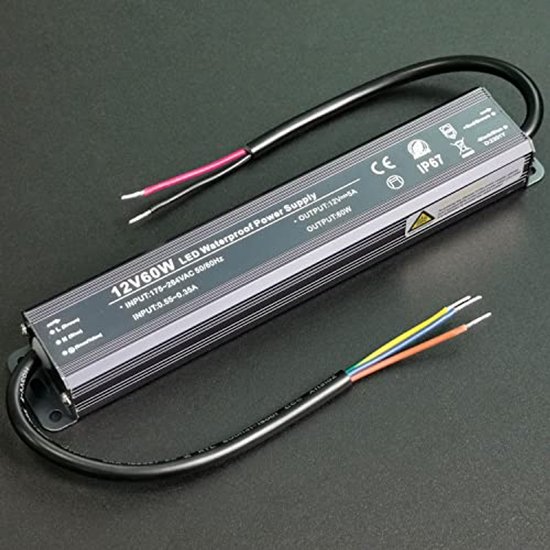 LED Transformator 12V 60W; IP67 Waterdicht Extreem Dunne LED Driver ...