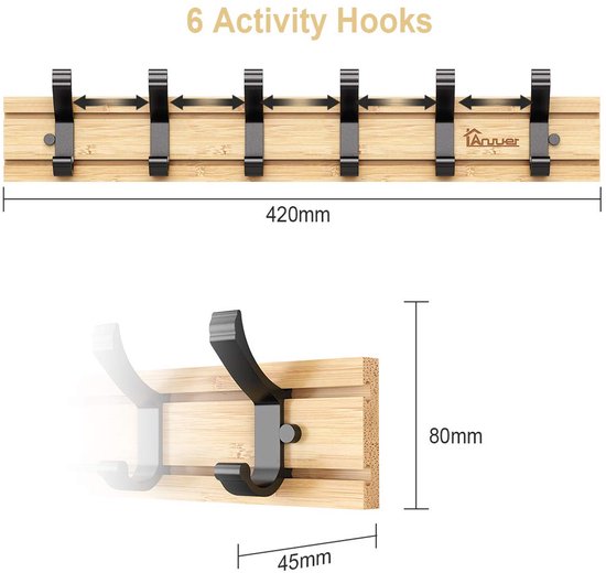 Bamboe Kapstok met Aluminium Haken - Multifunctioneel en Ruimtebesparend - 1 stuk | bol