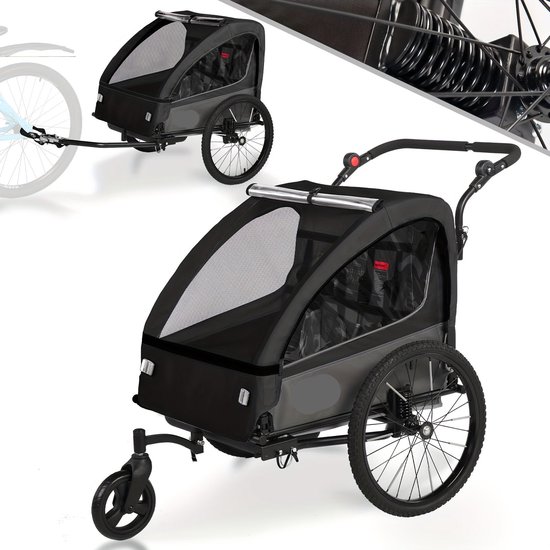 Kinderfietstrailer – Fietskar – Joggingwagen – Kinderaanhanger – 5 ...