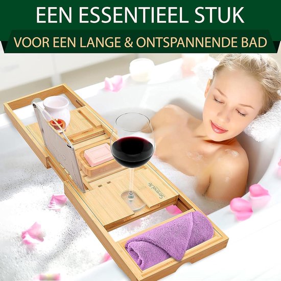 Bamboe Badrek met Luxe Cadeaubox en Rode Cadeaulint - Uitschuifbaar & Verstelbaar -... | bol