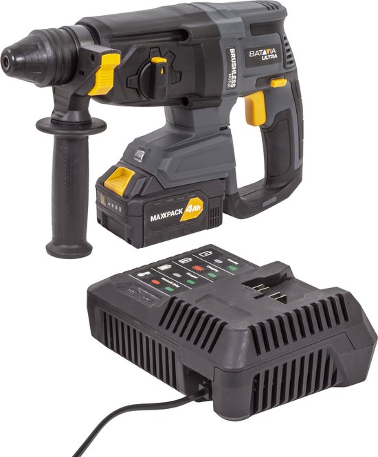 Accu Pneumatische Boorhamer 18V / Brushless / SDS Plus | Incl. 4Ah Accu & Oplader |... | bol.com