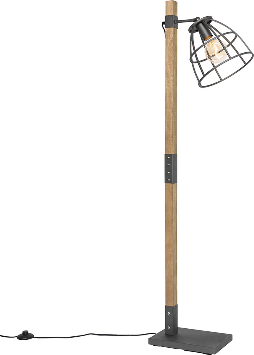 QAZQA arthur - Industriele Vloerlamp | Staande Lamp - 1 lichts - H 140 ...