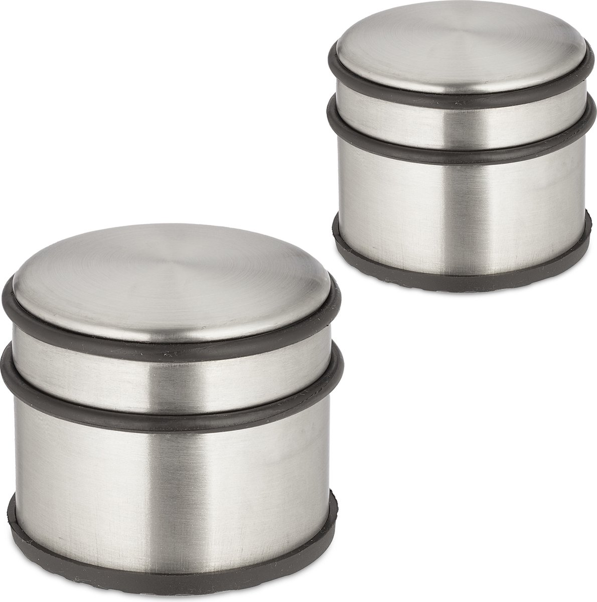 Relaxdays deurstopper rvs - set van 2 - ronde deurstop stevig ...