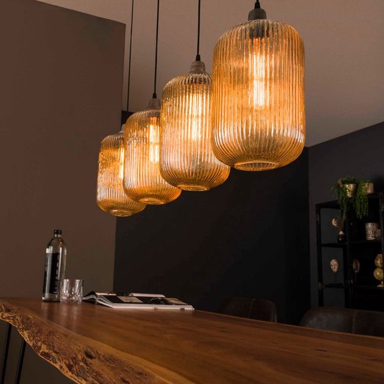 Sabijn hanglamp 4L gestreept amberkleurig | bol
