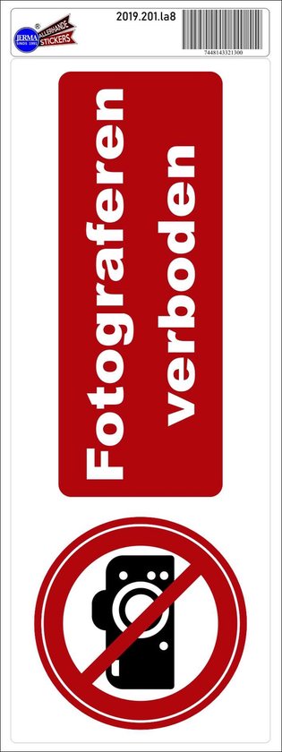 Fotograferen verboden sticker 29 x 11 cm. verticaal | bol.com