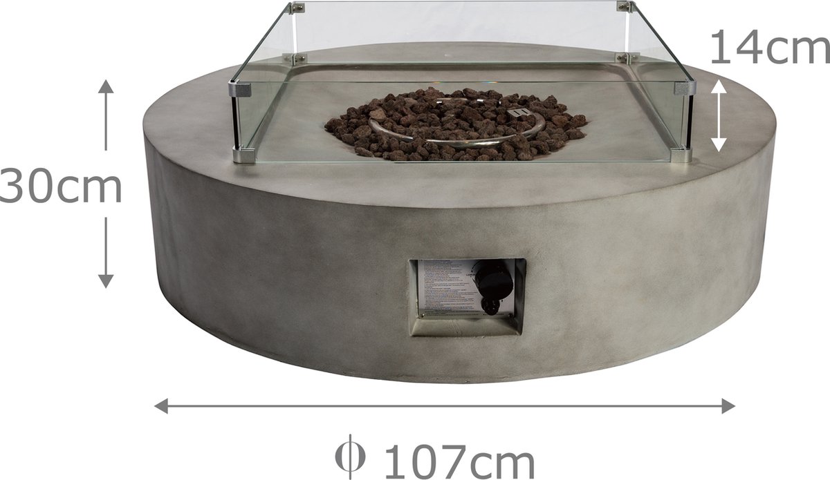 Teamson Home Ronde Beton Propaan Gas Vuurtafel - Vuurkorf Buiten - Geen ...